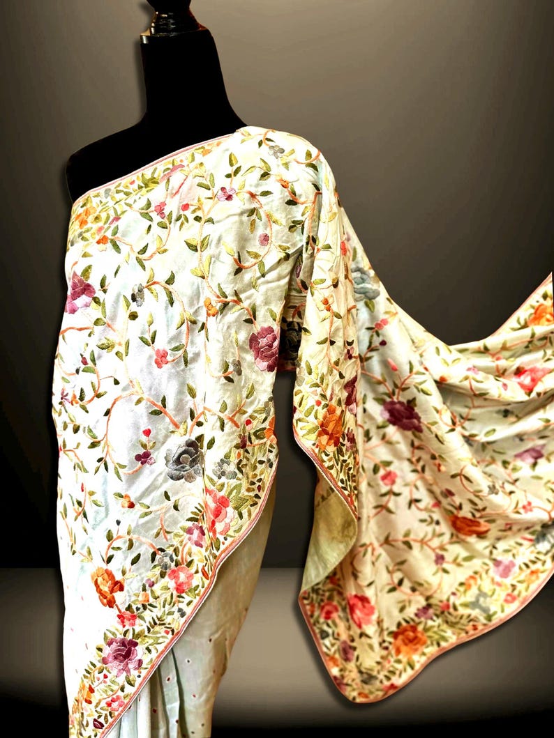 Parsi Gara Hand Embroidered Saree in Pure Tussar 2days Free Shipping ...