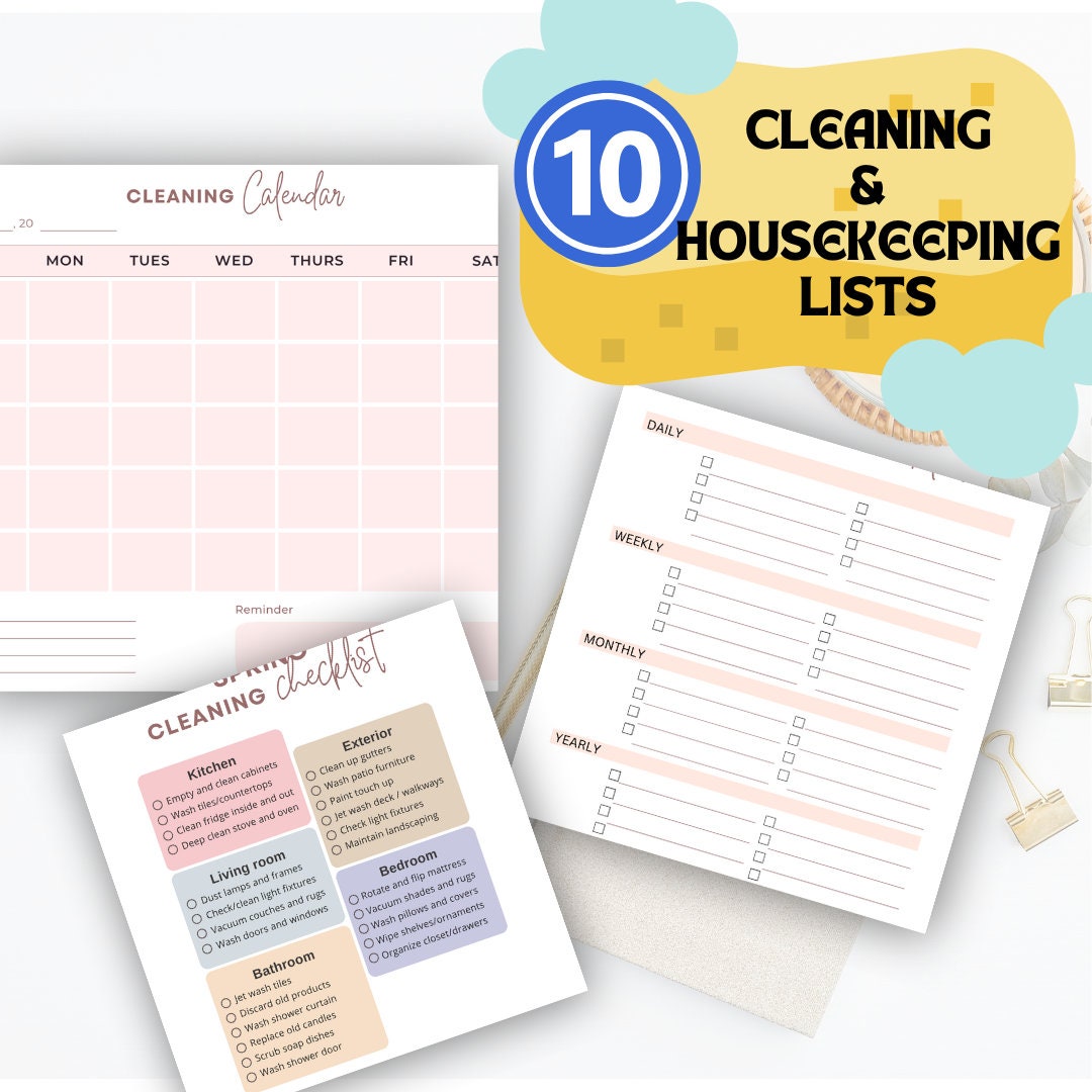 Cleaning and Housekeeping Checklist Bundle - Etsy