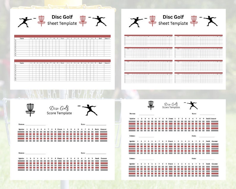 Disc Golf Score Templates Frisbee Golf Score Card Digitalpdf Instant ...