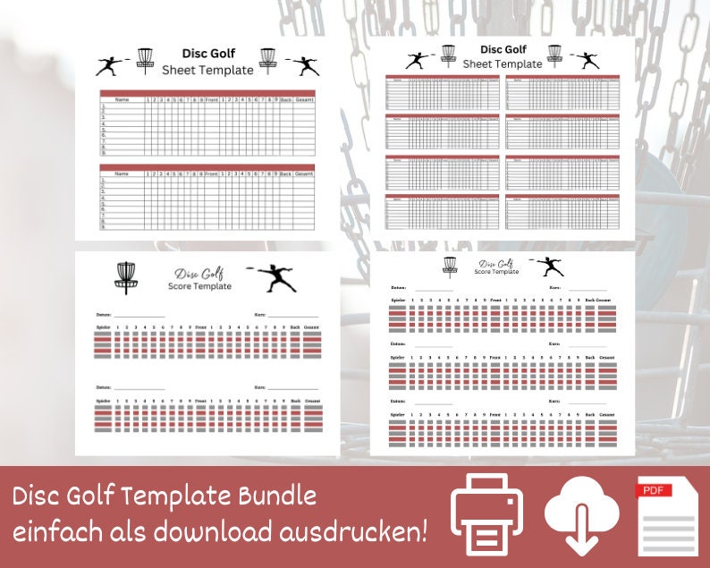 Disc Golf Score Templates Frisbee Golf Score Card Digitalpdf Instant ...