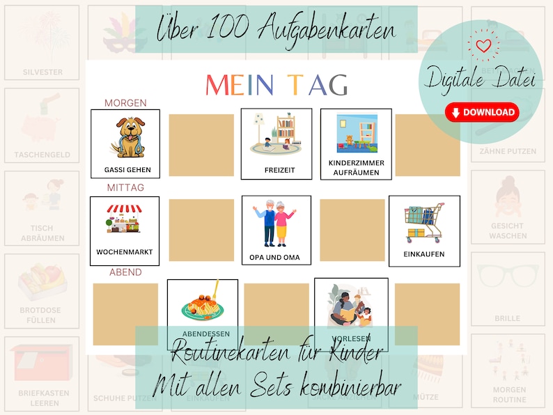 Routinekarten Tagesplan Kinder | Montessori | Tagesablauf | Tagesplaner ...