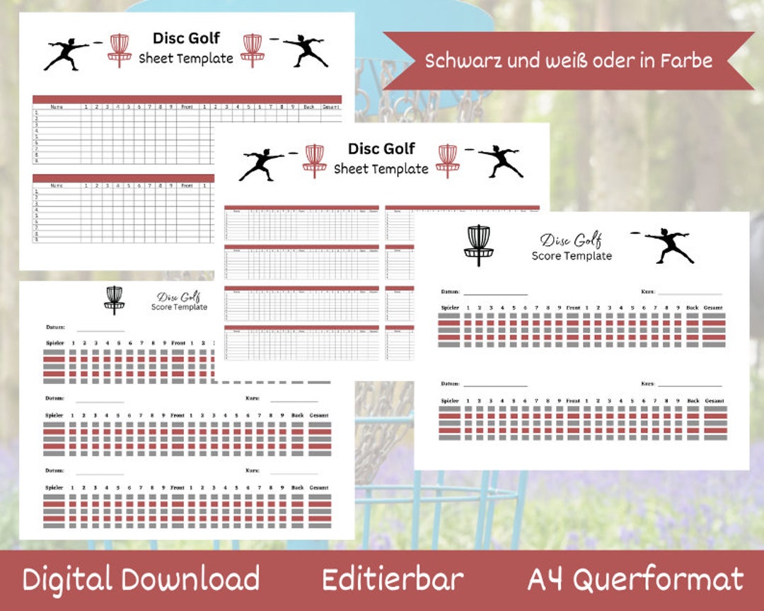 Disc Golf Score Templates Frisbee Golf Score Card Digitalpdf Instant ...