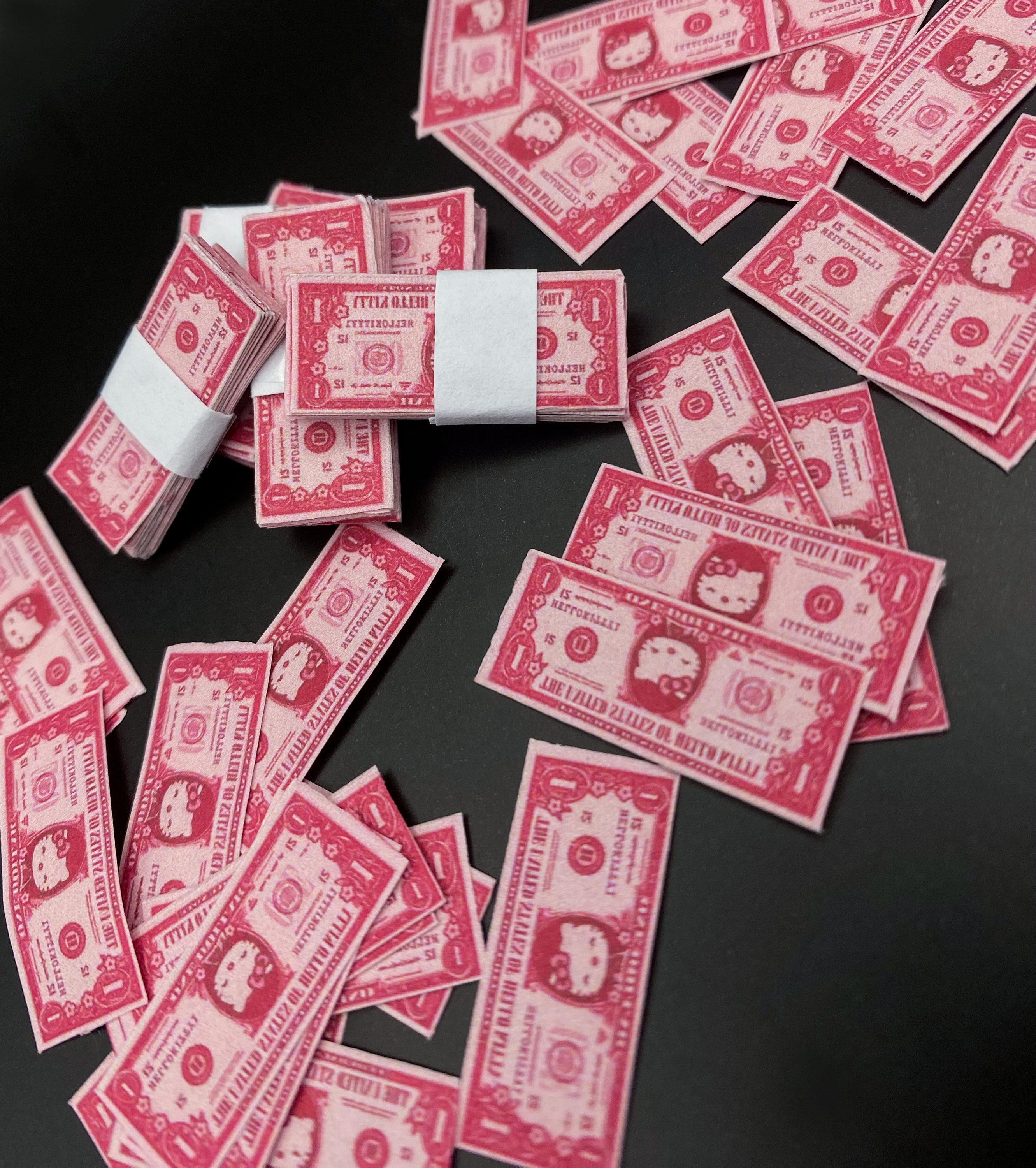 1:6 Pink Kawaii Kitty Miniature Bills Printable Play Money Dollhouse ...