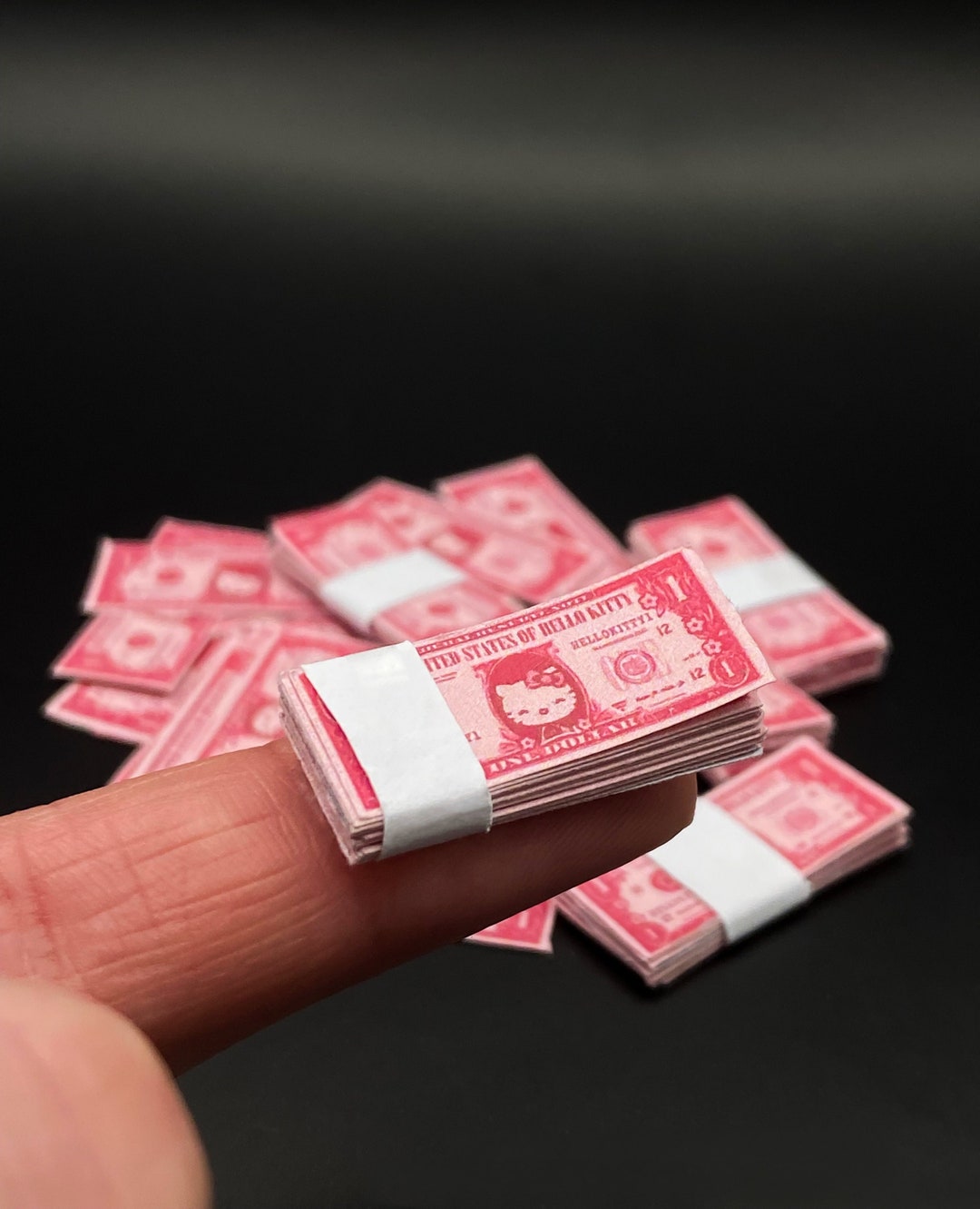 1:6 Pink Kawaii Kitty Miniature Bills | Printable Play Money ...