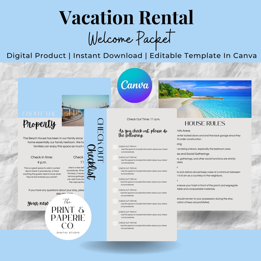 Beach House Rental Welcome Download Vacation Rental Template Custom ...