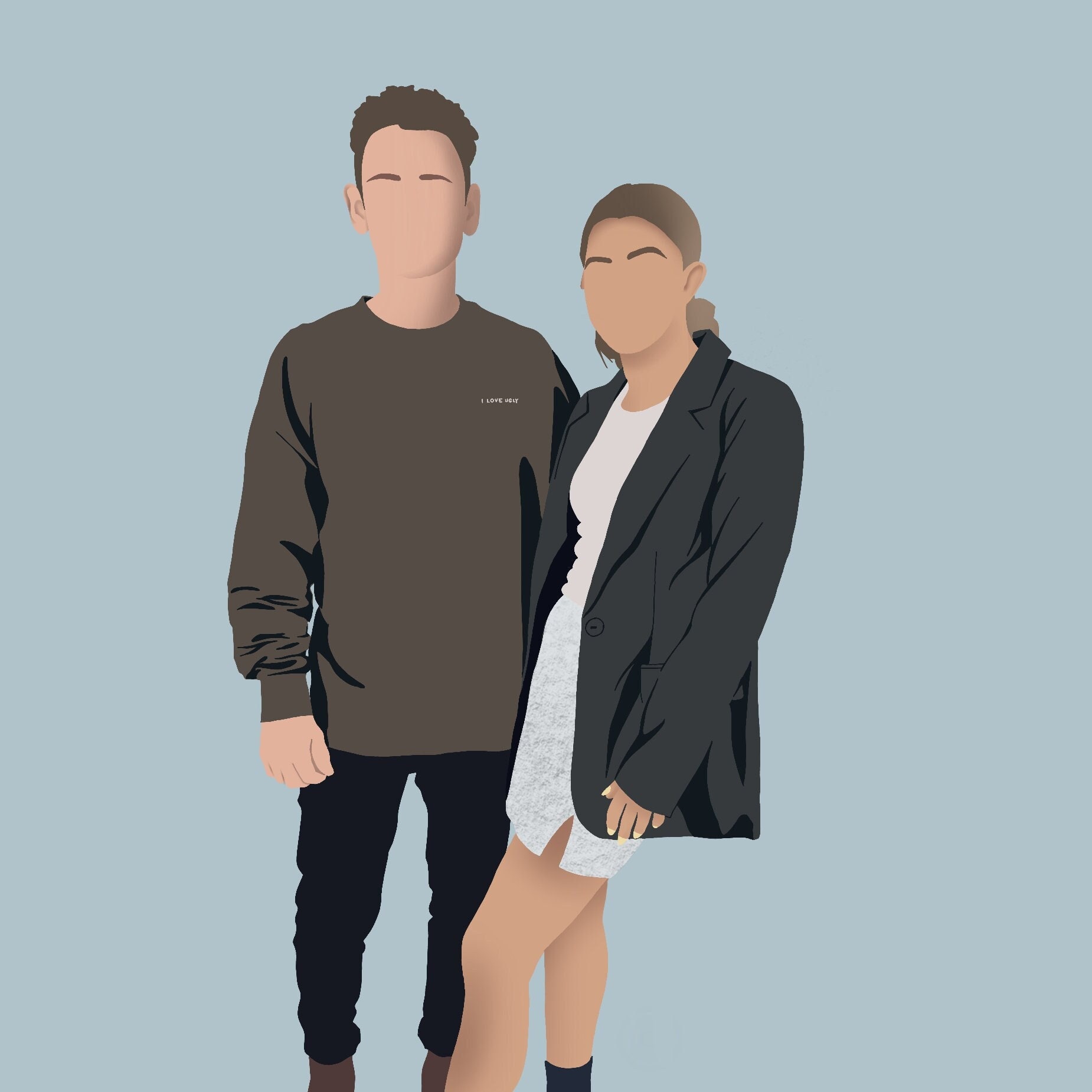 Faceless, Customisable Digital Art Illistration - Etsy