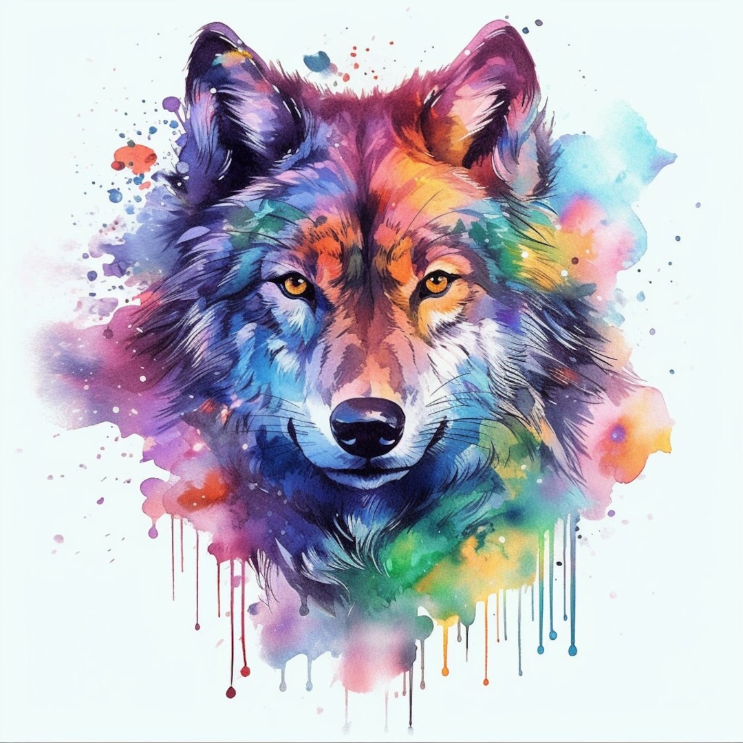 13 Colorful Wolf Clipart, High Quality Animal Png's, Digital Crafting ...
