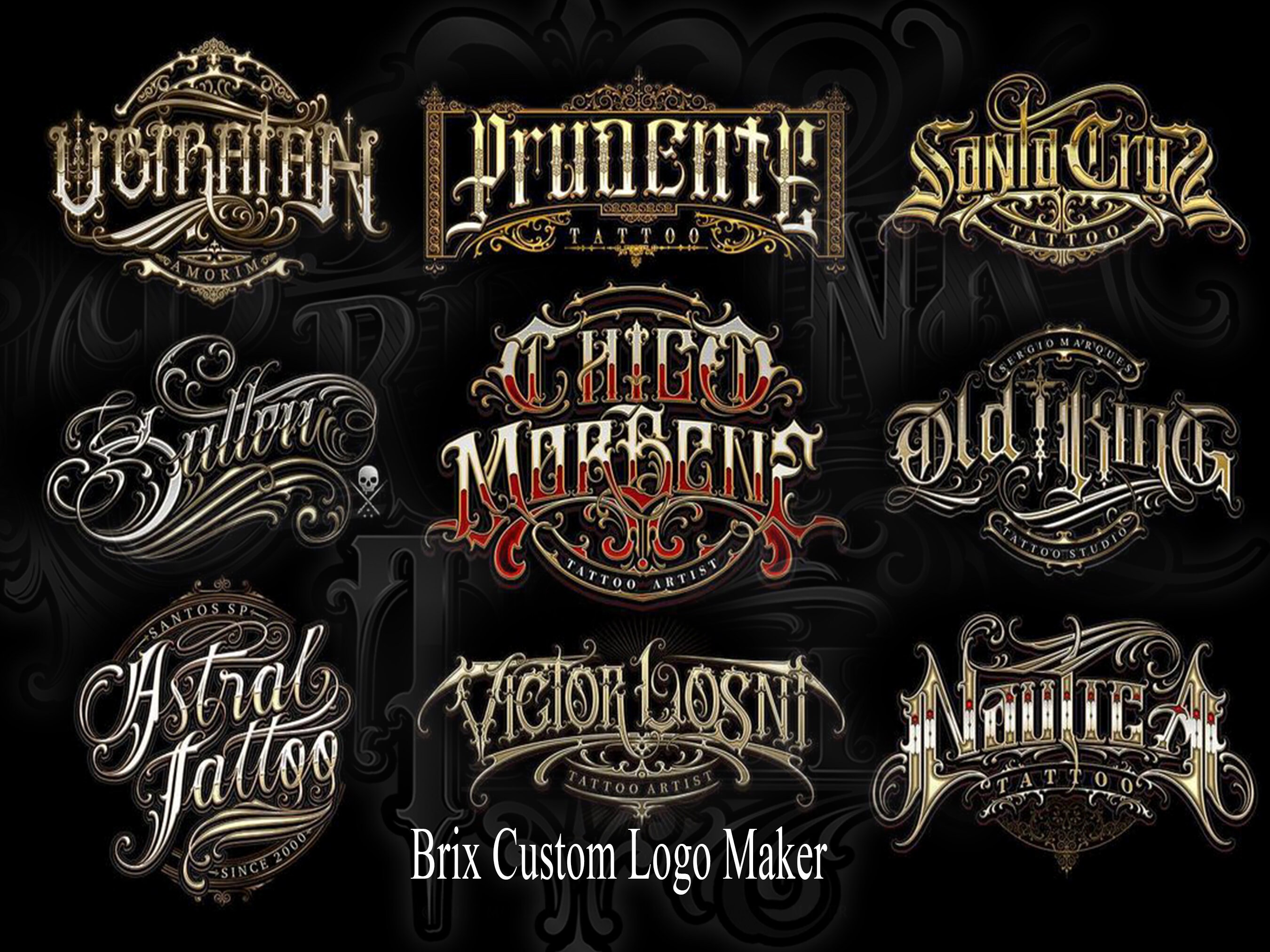 Custom Gothic Blackletter Logo Lettering & Monogram – Tattoo Shop Logo ...