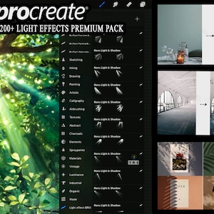 200+ Light Effect Pack for Procreate and Photoshop, Sunlight Rays, Halo ...