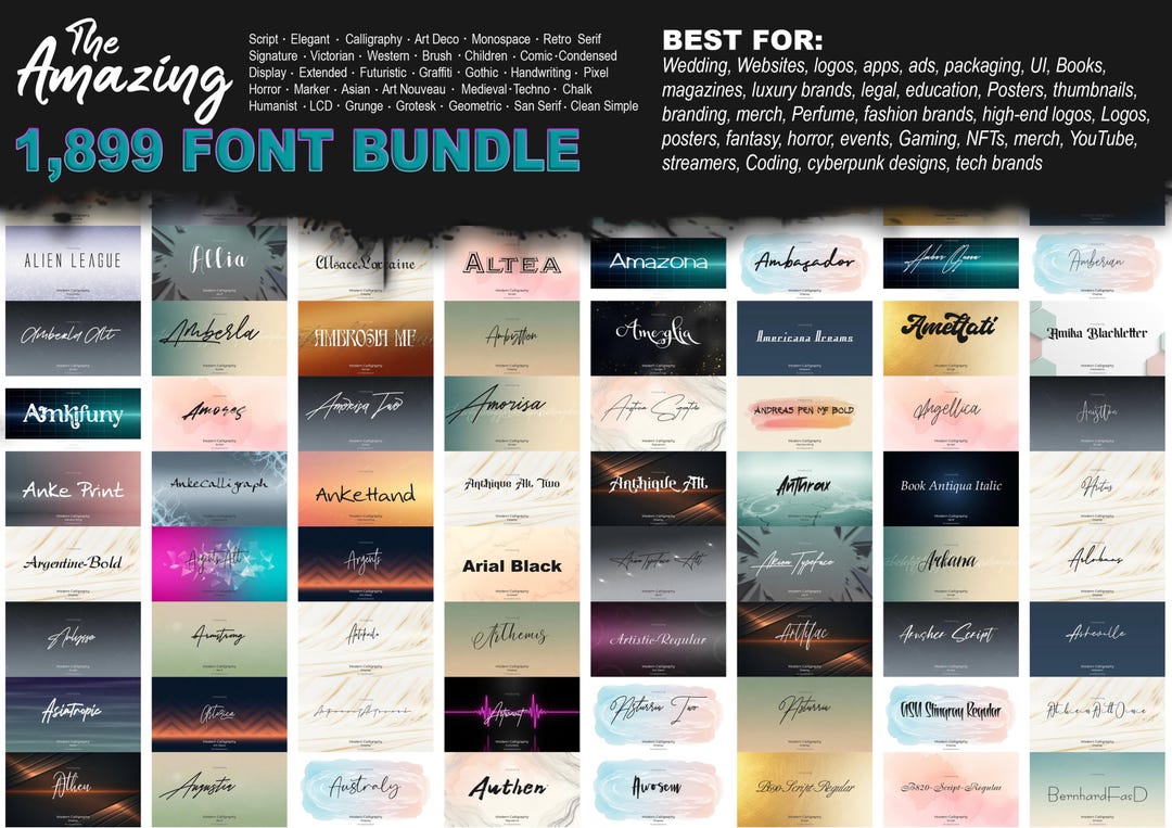 1899 Pro Fonts Bundle – Script, Gothic, Display (commercial Use) - Etsy