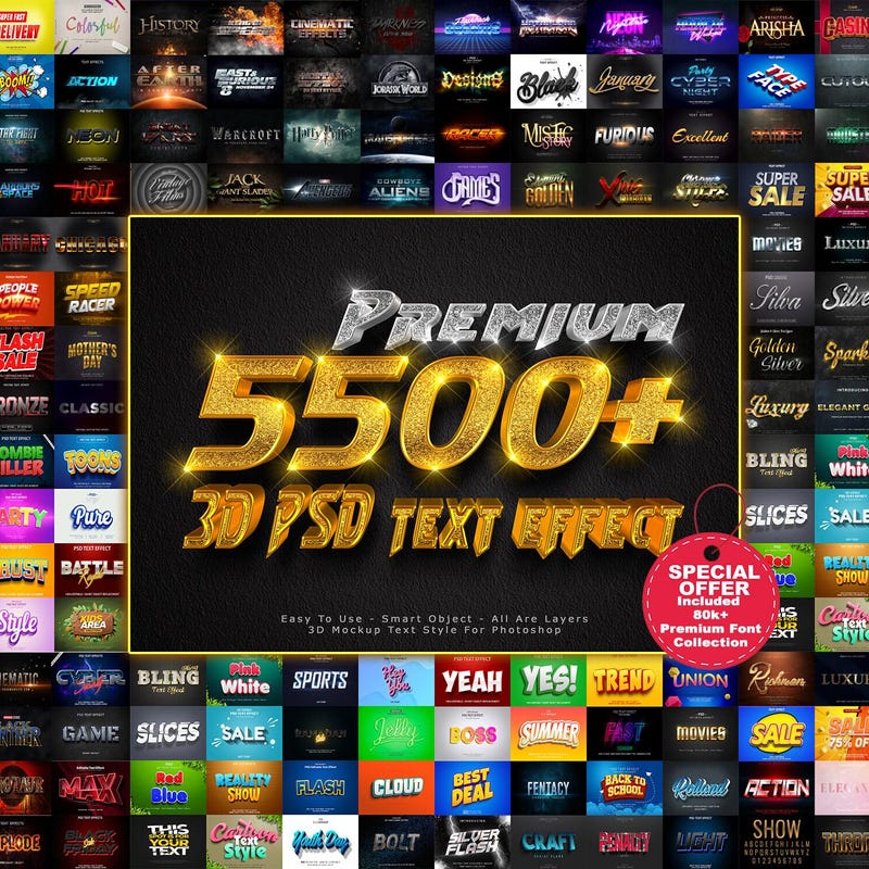 Psd Text Style Effects - Etsy