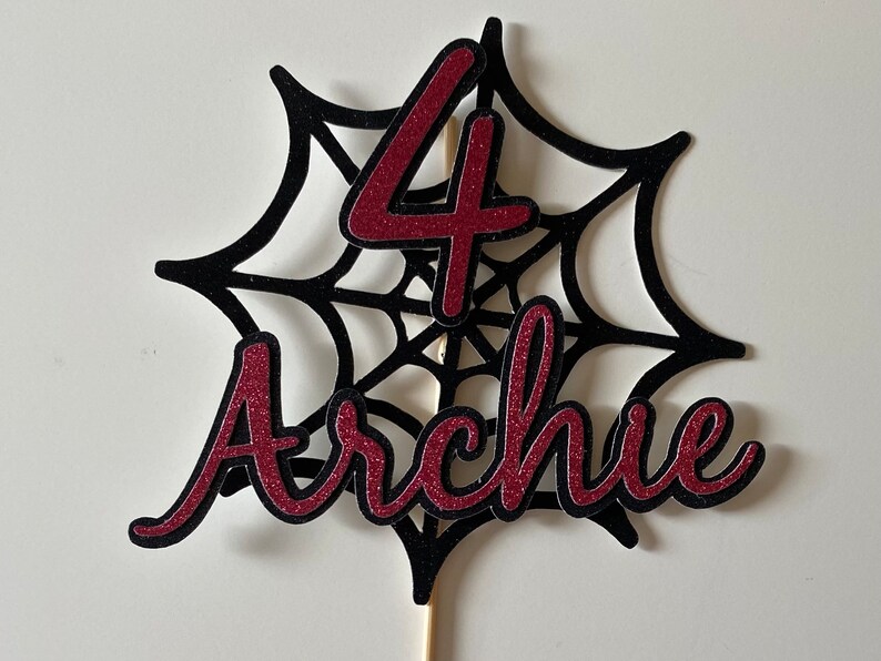 Kids Cake Toppers Spider Web Personalised With Name and - Etsy