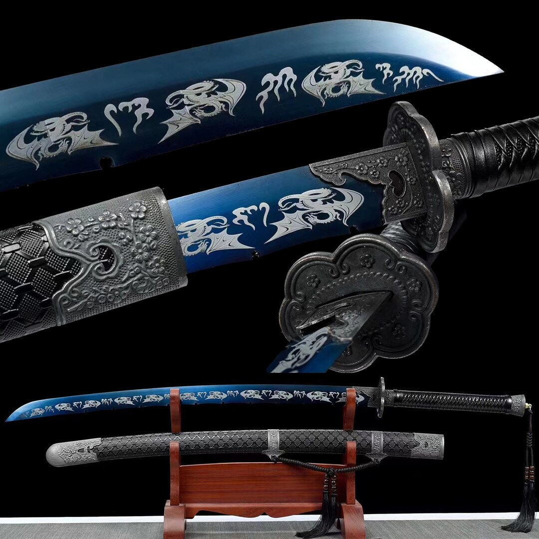 Black Leather Sheath Samurai Swordalloy Tsuba Katanahigh - Etsy