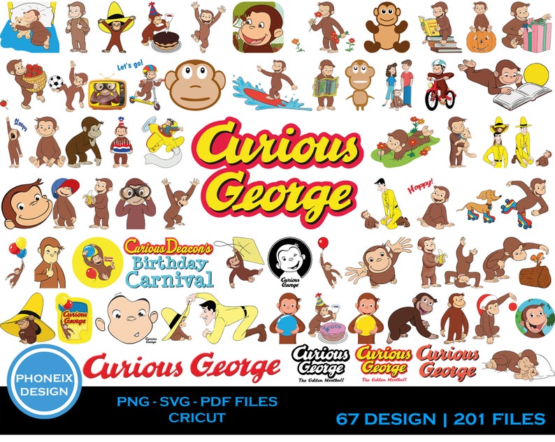 Curious George Chracters Svg/ Png / Pdf Bundle Birthday Party Special ...