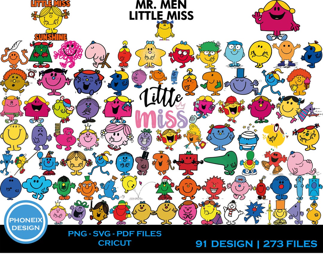 MR. Men Little Miss Cartoon Chracters Svg/ Png / Pdf Bundle Birthday ...