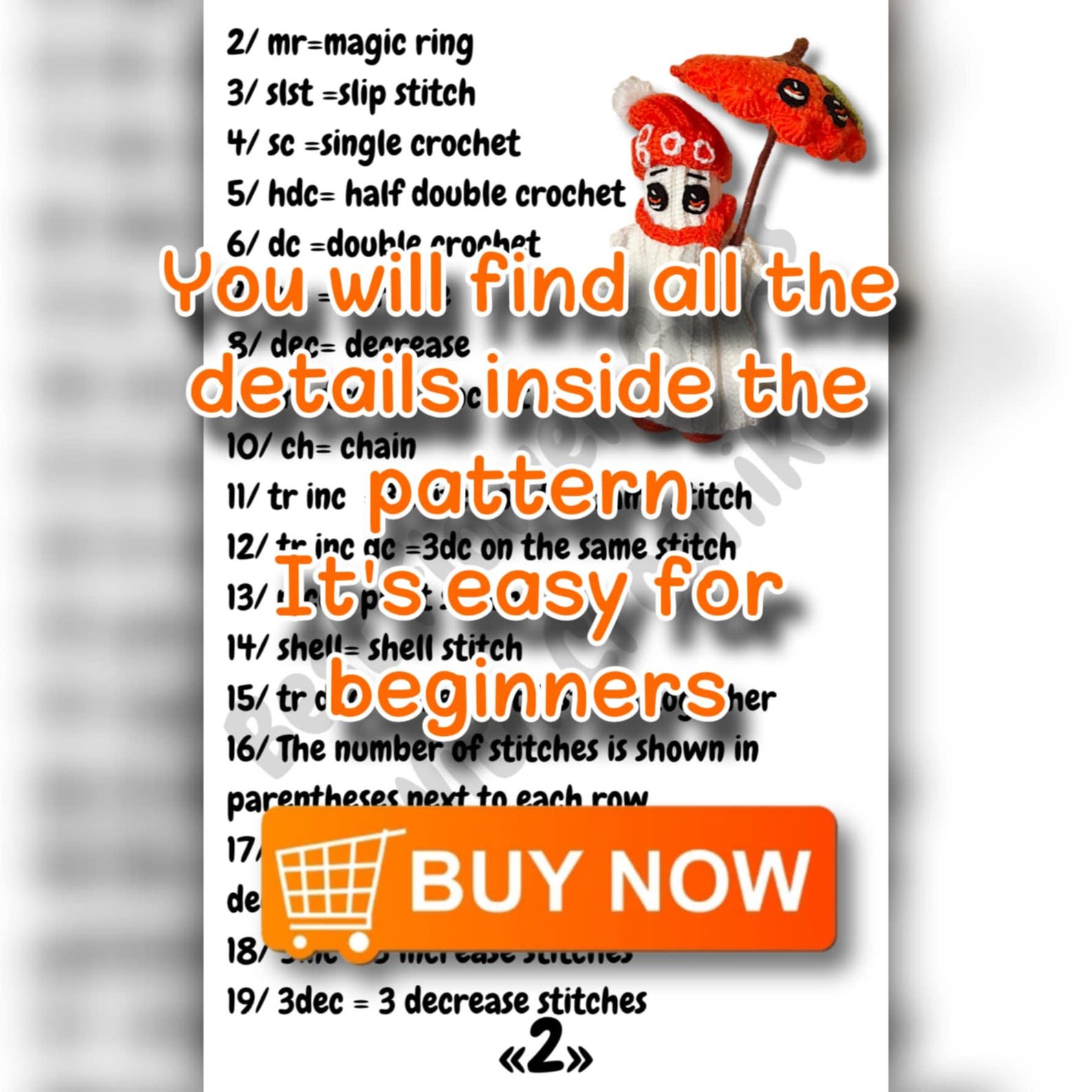 Halloween Crochet Ghost With Pumpkin Hat and Umbrella 30cm Tall PDF ...