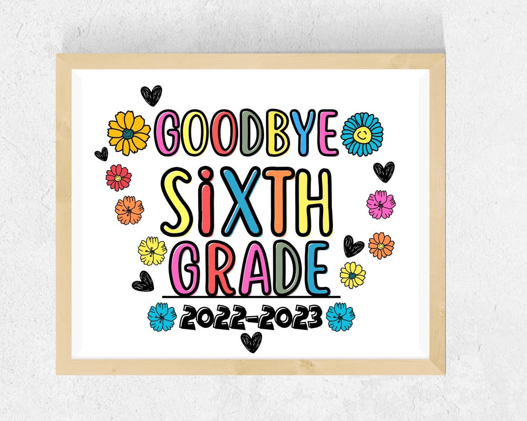 Girl Last Day of 6th Grade Sign, Last Day of Sixth School Chalkboard ...