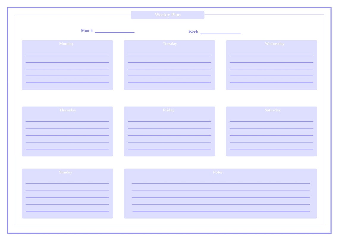 Purple Tracker Bundle, Printable Templates a5,a4,letter, Portrait ...
