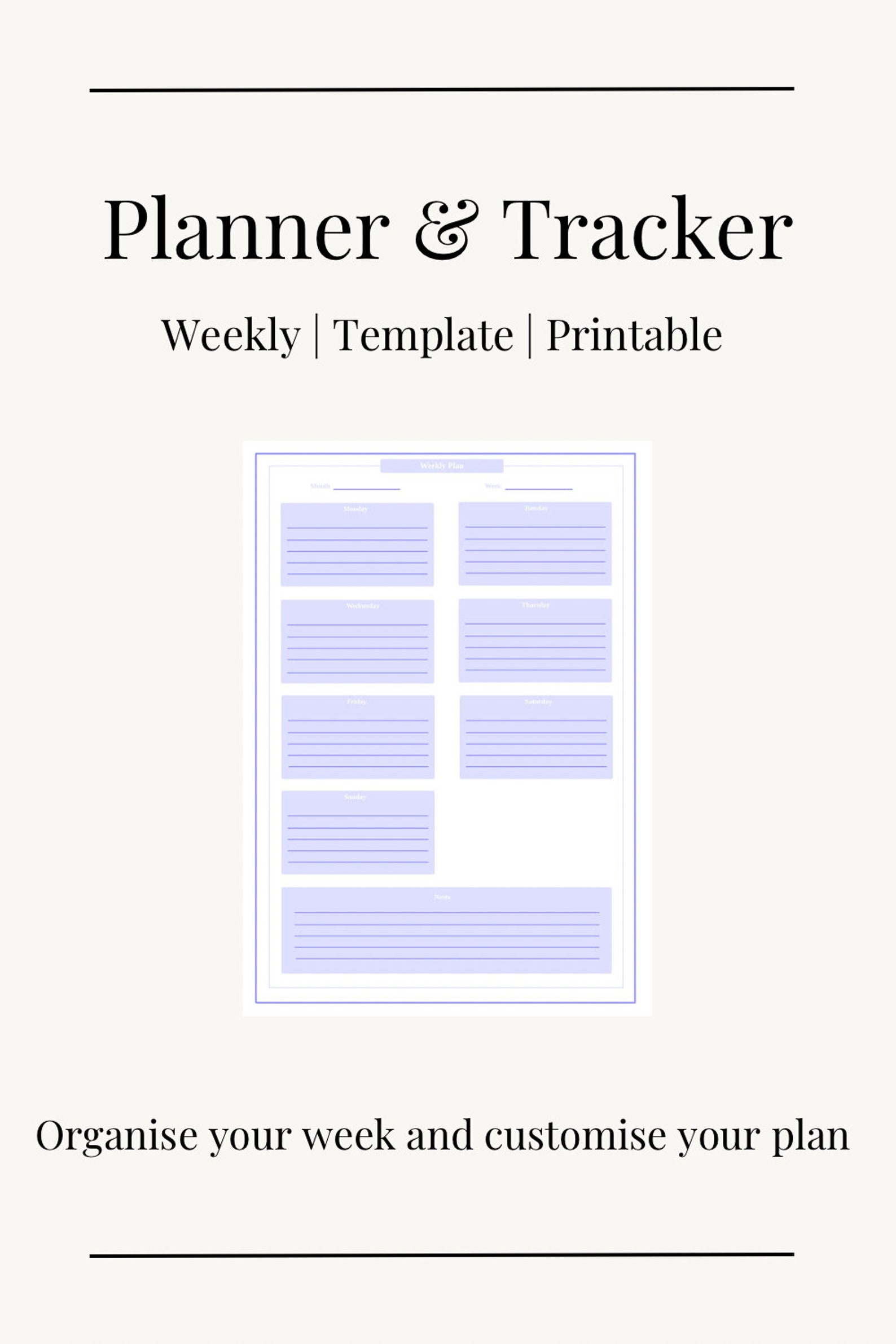 Purple Tracker Bundle, Printable Templates a5,a4,letter, Portrait ...