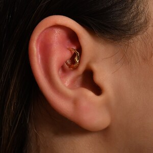 14K Real Gold Snake Helix Earring, Snake Cartilage Hoop Earrings, Daith ...