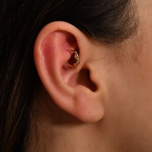 14K Real Gold Snake Helix Earring, Snake Cartilage Hoop Earrings, Daith ...