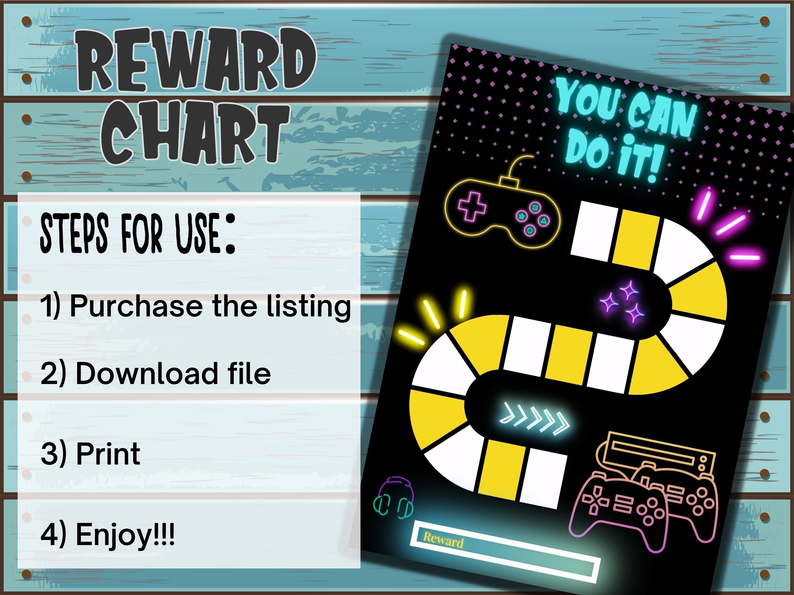Reward Chart Gaming Reward Chart for Kids Reward Chart - Etsy Canada