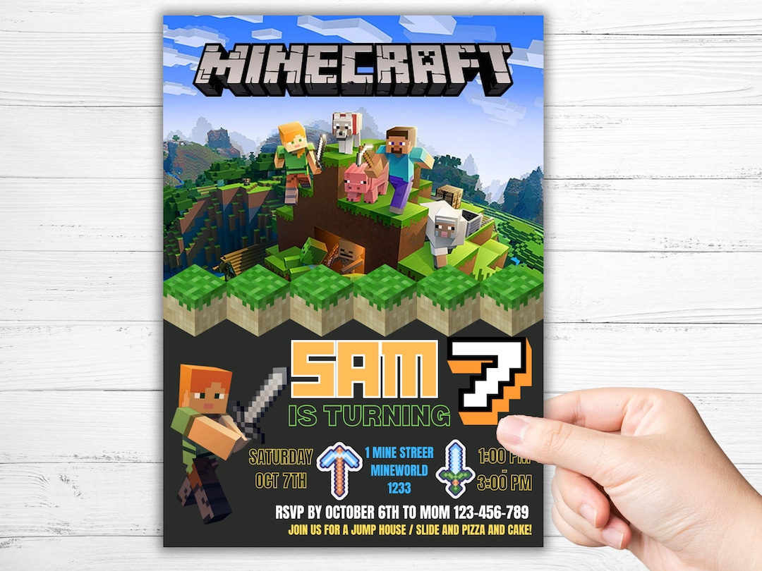 Invitación de Minecraft Invitación de cumpleaños de Minecraft - Etsy España