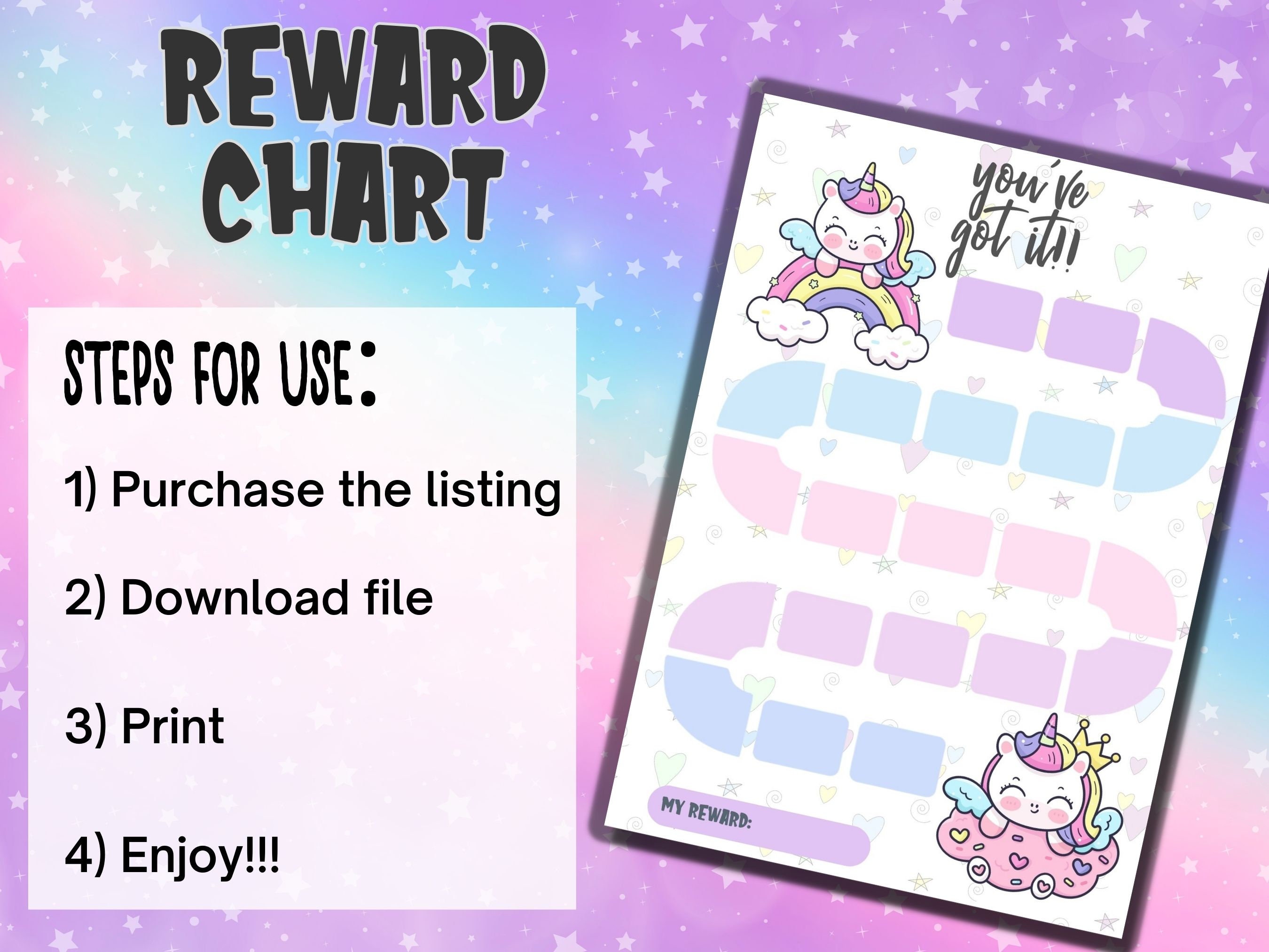 Reward Chart Unicorn Reward Chart for Kids Reward Chart Printable ...