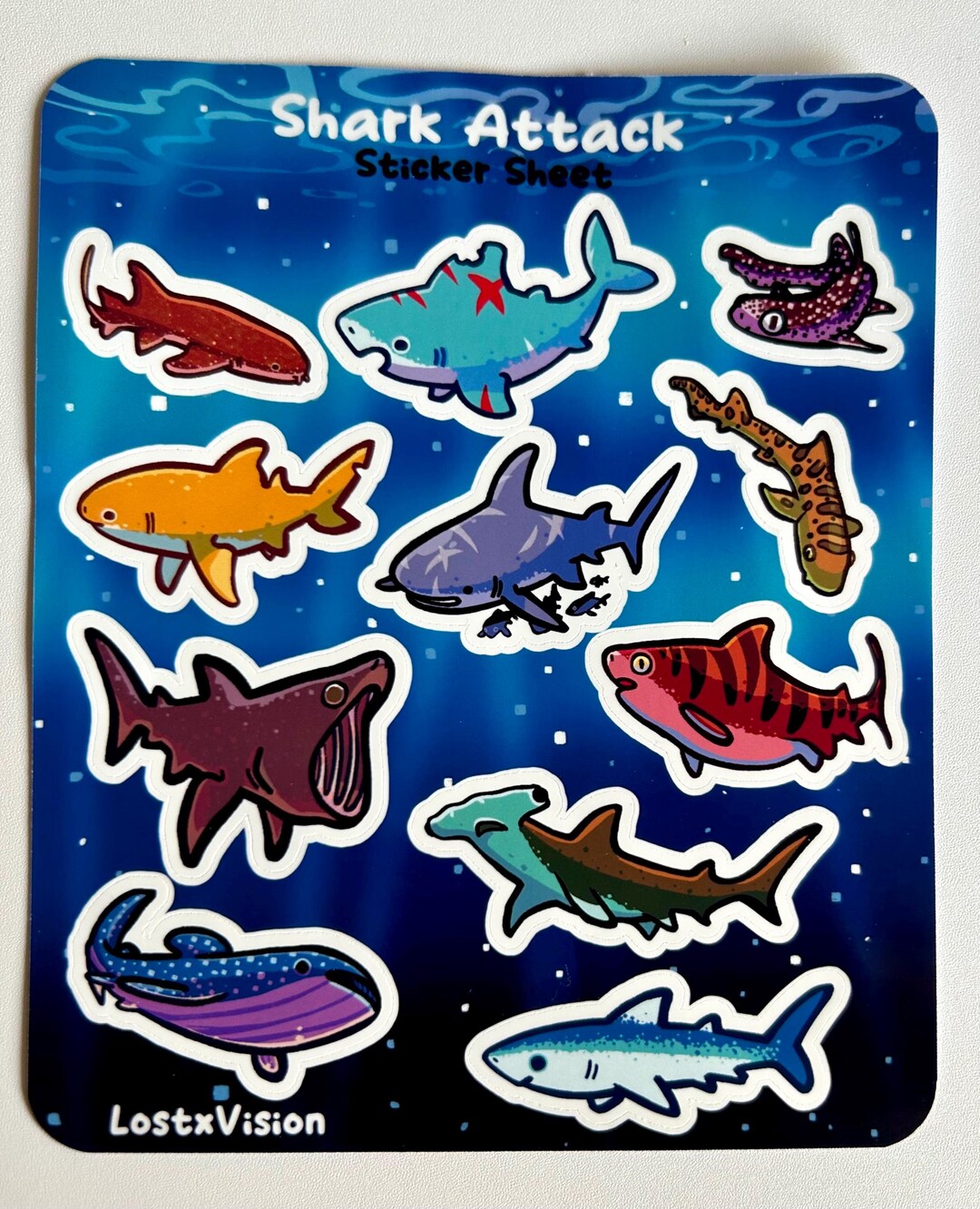 Shark Attack Sticker Sheet | Water Bottle Laptop Sticker | Journaling ...