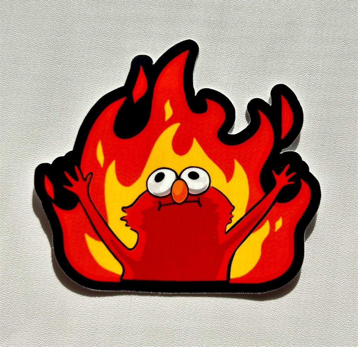 Elmo on Fire Sticker Water Bottle Laptop Sticker Journaling Notebook ...