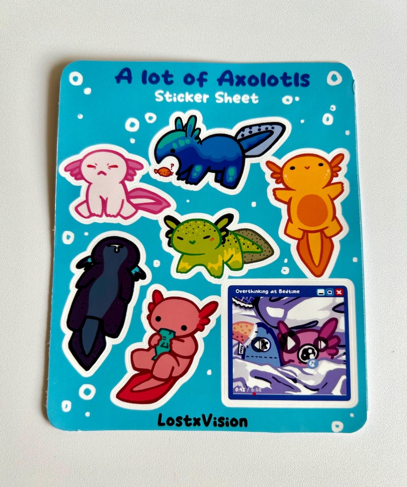 A Lot of Axolotls Sticker Sheet | Water Bottle Laptop Sticker ...