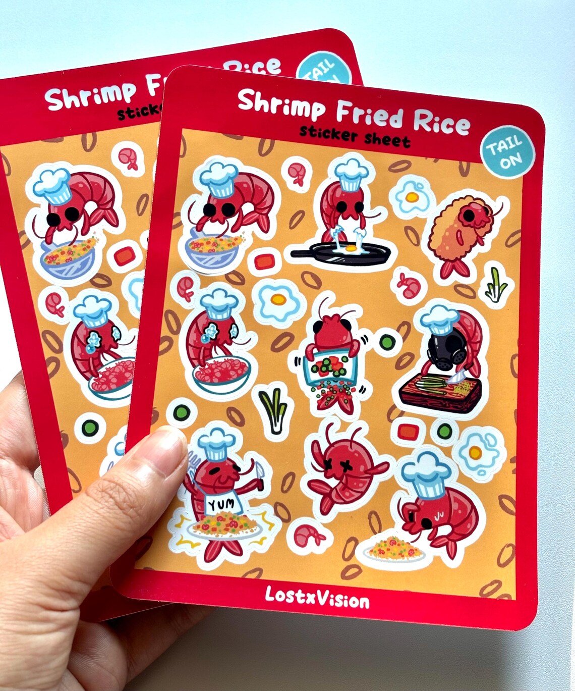 Shrimp Fried Rice Sticker Sheet | Water Bottle Laptop Sticker ...