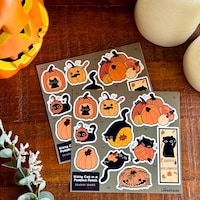 Kawaii Pumpkin Cat Matte Vinyl Sticker - Stickers Fall Autumn - Cute ...