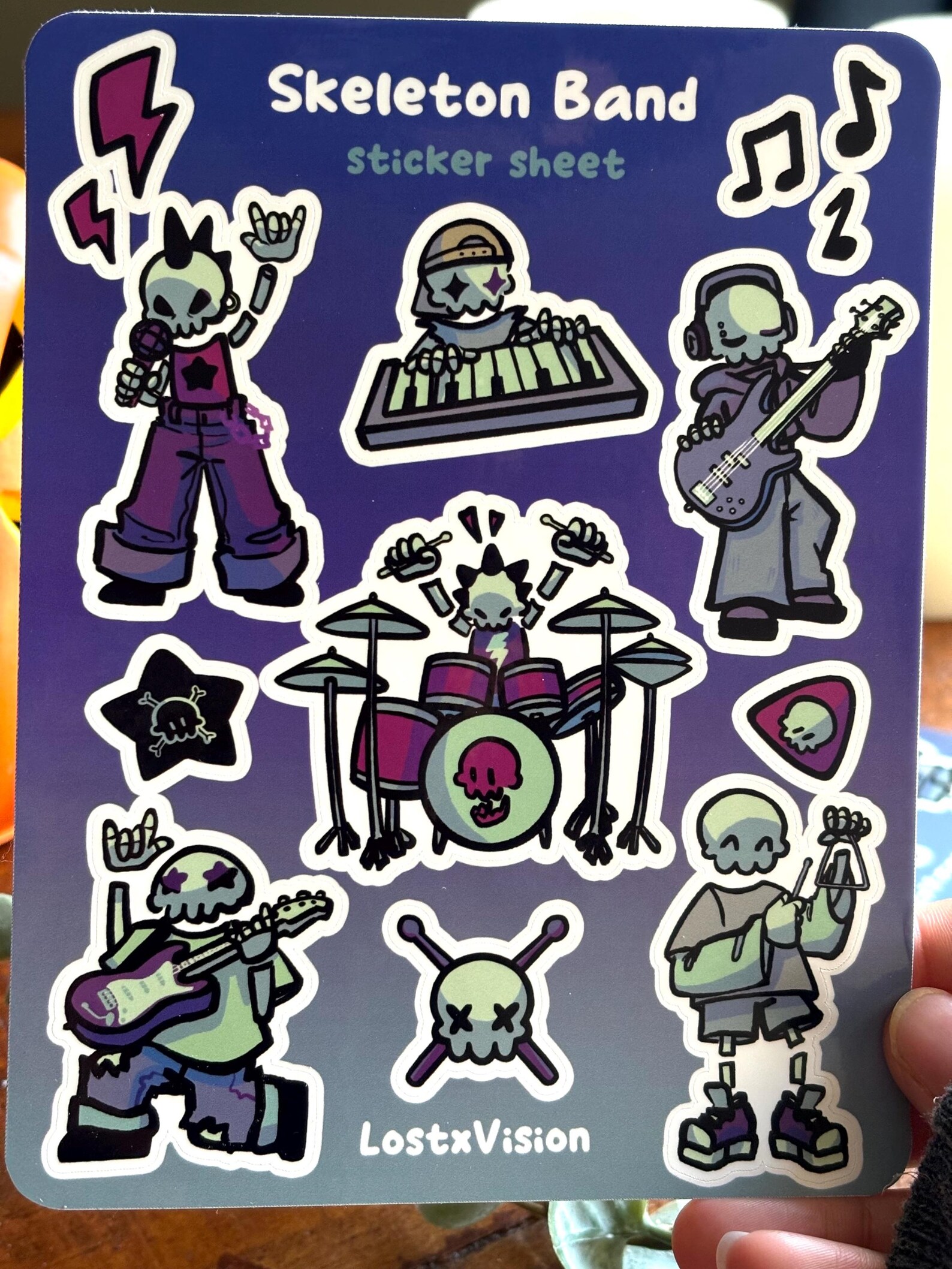 Skeleton Band Sticker Sheet | Water Bottle Laptop Sticker | Journaling ...