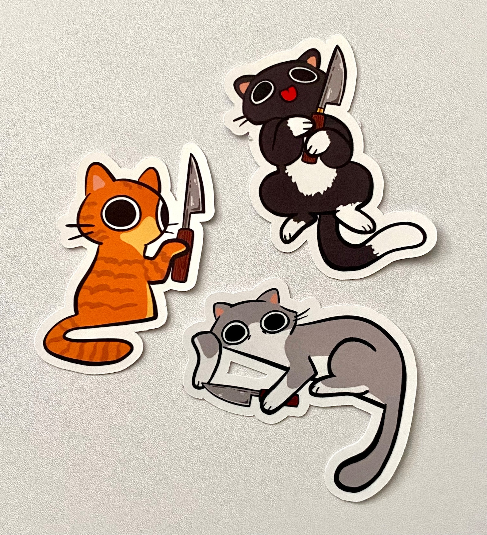 Cats With Knives Sticker Bundle Water Bottle Laptop Sticker Journaling ...