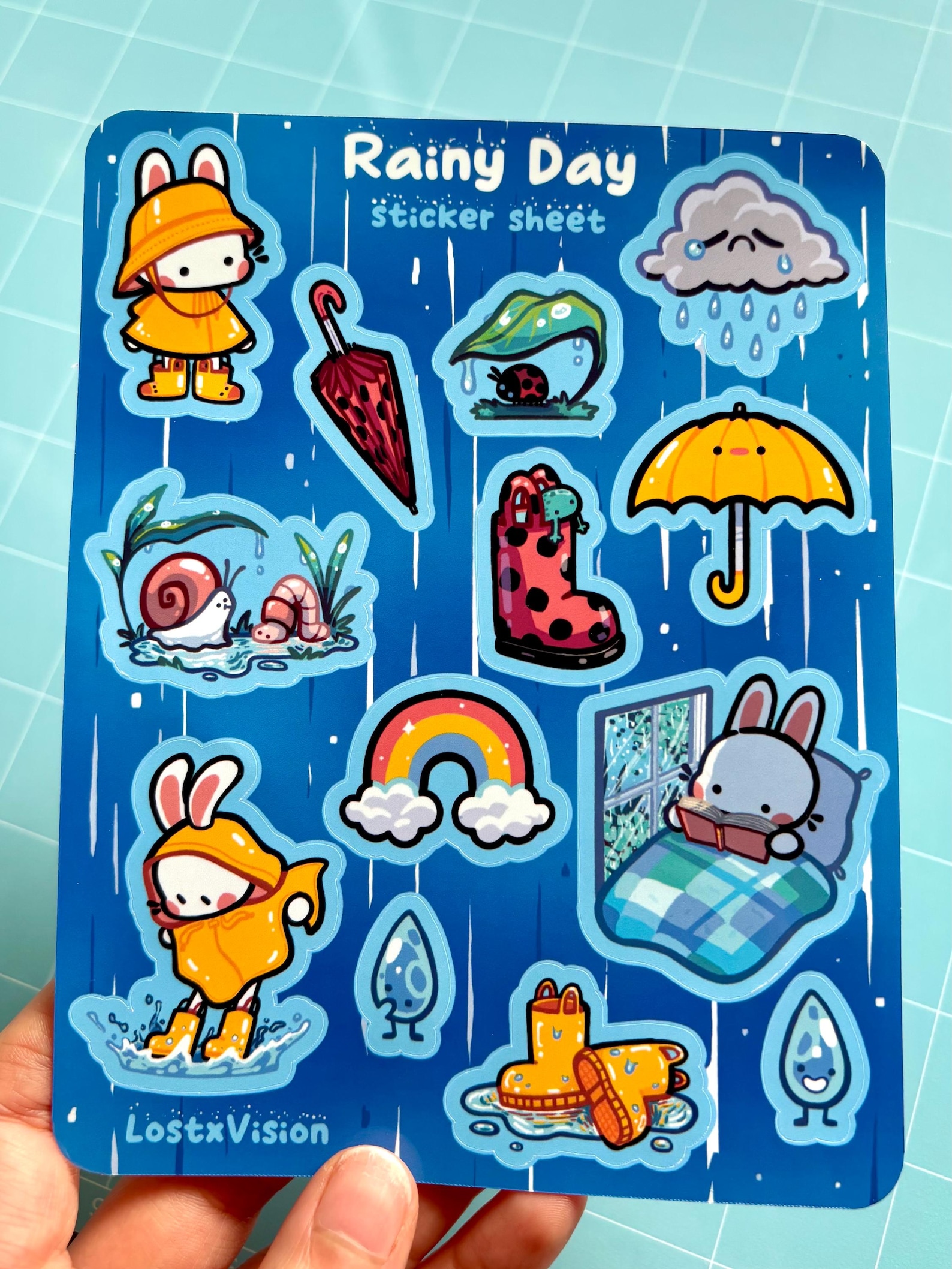 Rainy Day Sticker Sheet | Water Bottle Laptop Sticker | Journaling ...