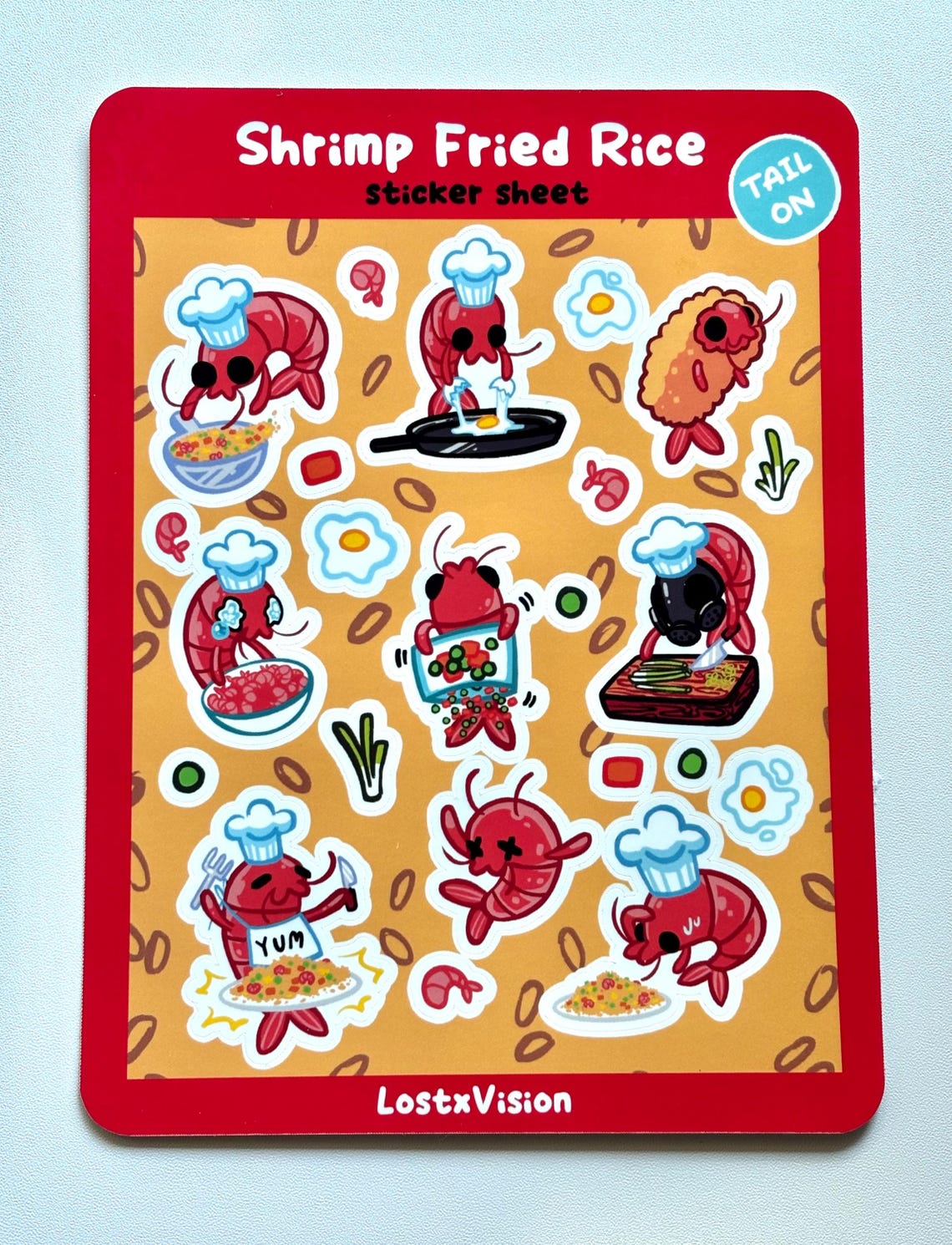 Shrimp Fried Rice Sticker Sheet | Water Bottle Laptop Sticker ...