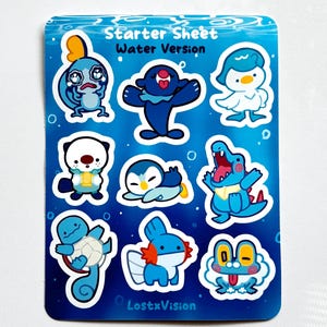 Grass, Fire, Water Starters Sticker Sheets | Water Bottle Laptop ...