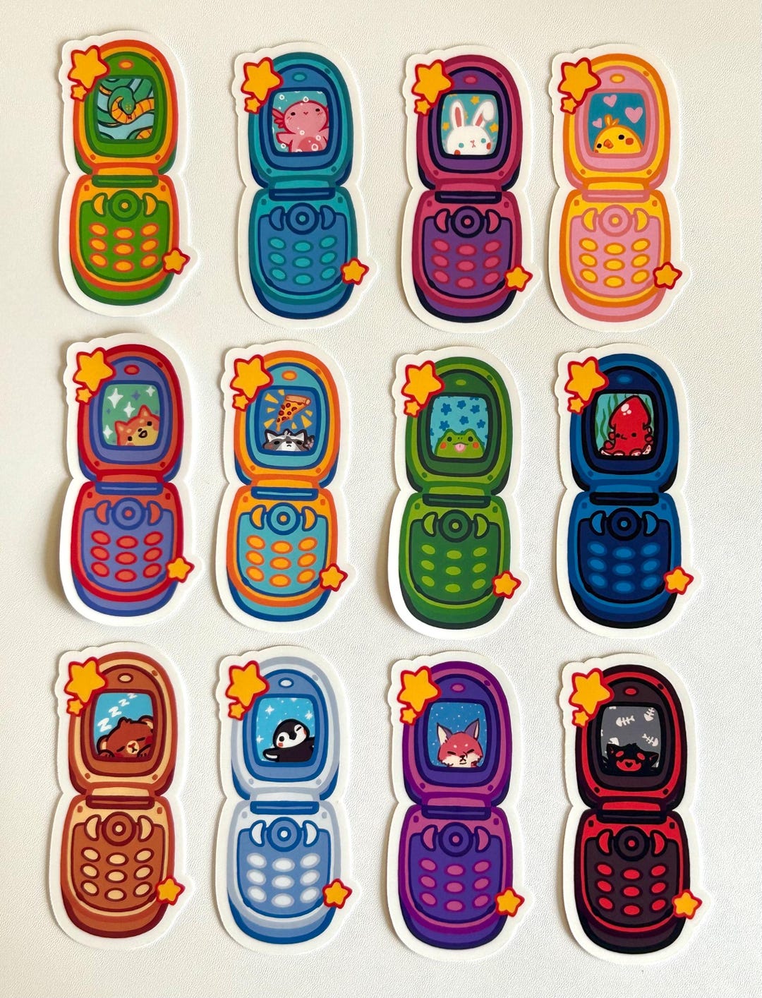 Baby Animals in Flip Phones Sticker Bundle| Water Bottle Laptop Sticker ...