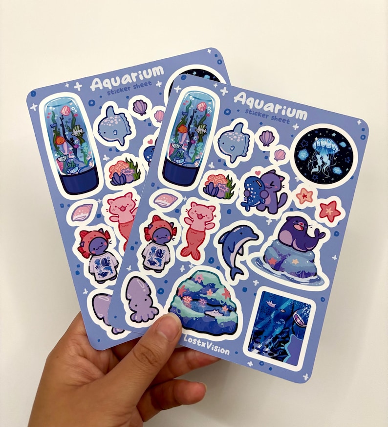 Aquarium Sticker Sheet | Water Bottle Laptop Sticker | Journaling ...