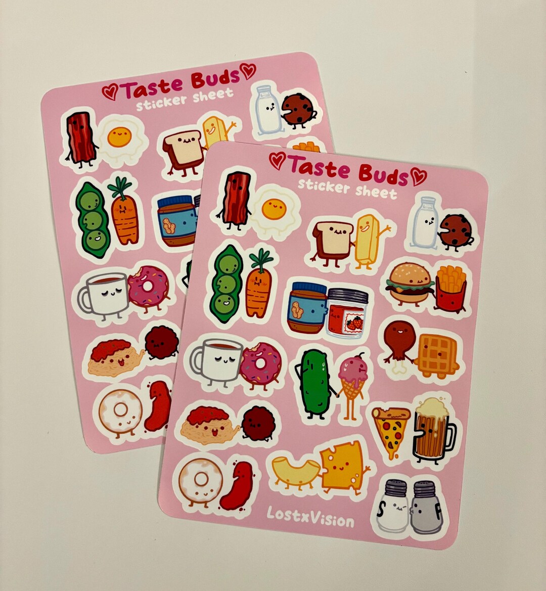 Taste Buds Valentine Sticker Sheet | Water Bottle Laptop Sticker ...