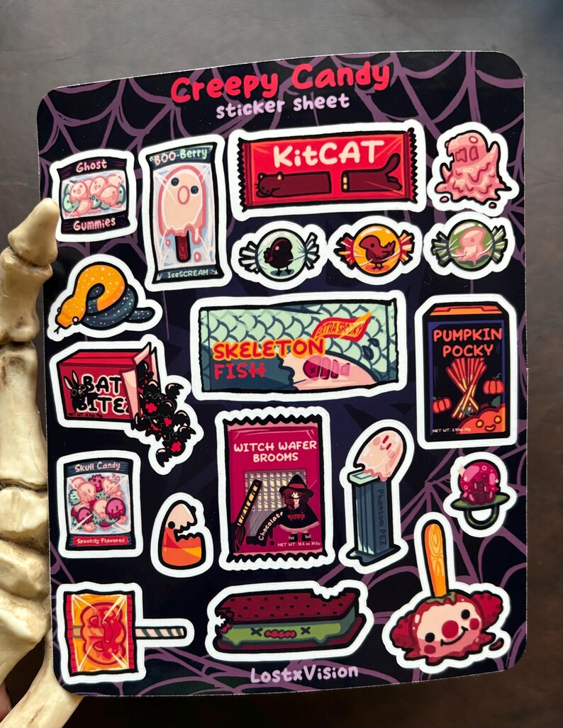 Creepy Candy Sticker Sheet | Water Bottle Laptop Sticker | Journaling ...
