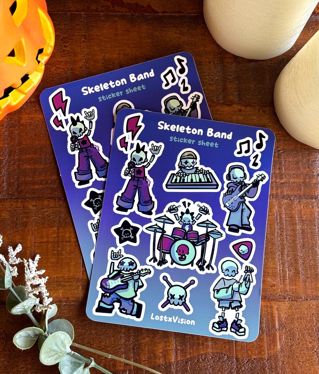 Skeleton Band Sticker Sheet | Water Bottle Laptop Sticker | Journaling ...