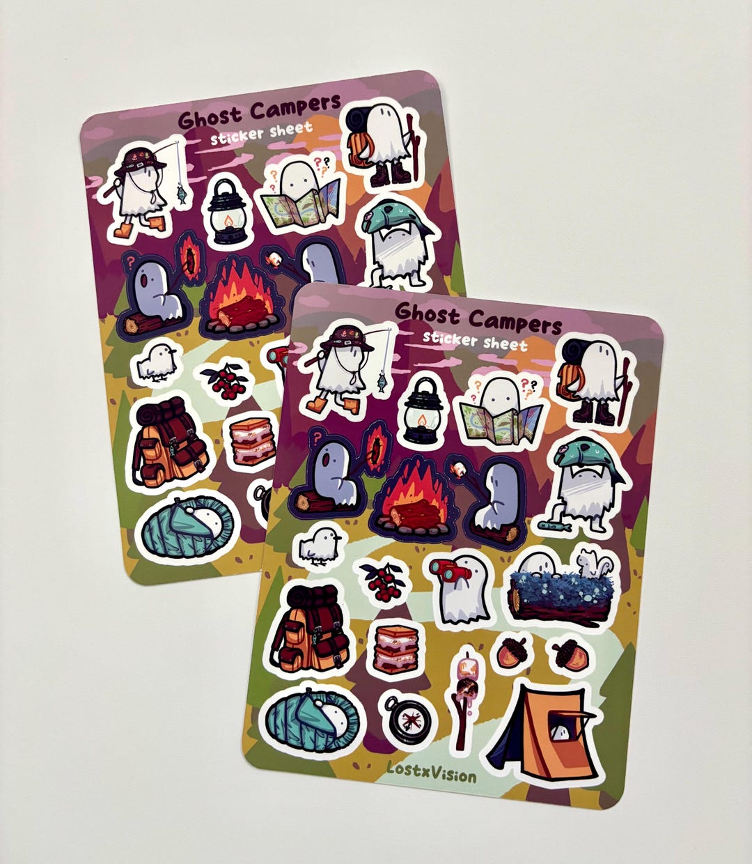 Ghost Campers Sticker Sheet | Water Bottle Laptop Sticker | Journaling ...