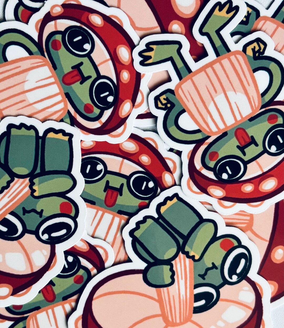 Toadstool Frogs Sticker Duo | Water Bottle Laptop Sticker | Journaling ...