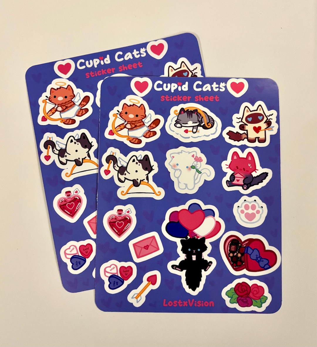 Cupid Cats Sticker Sheet | Water Bottle Laptop Sticker | Journaling ...