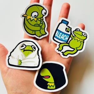 Derpy Green Frog Meme Sticker Bundle | Water Bottle Laptop Sticker ...