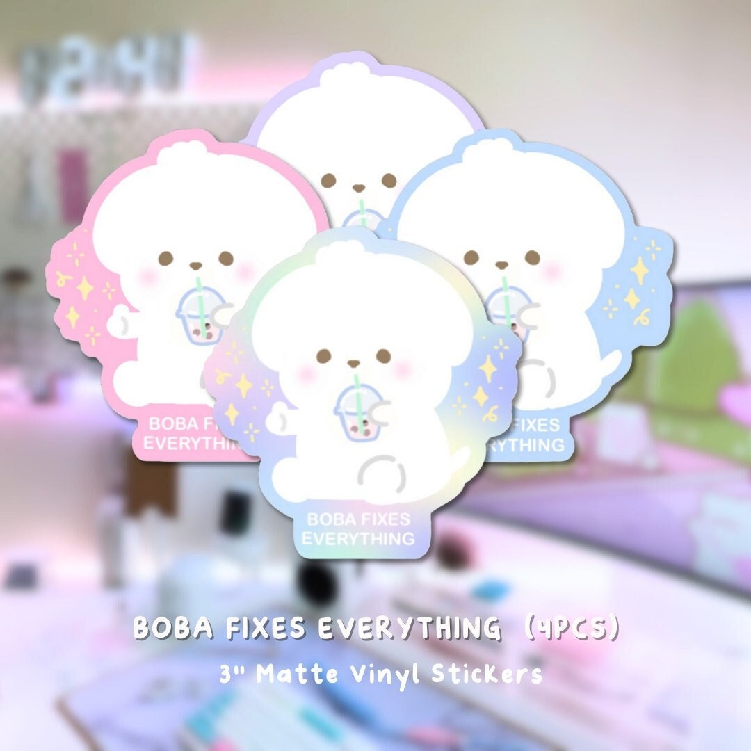 Boba Bubble Tea Drinking Dog Sticker – Matte Vinyl Sticker - Etsy