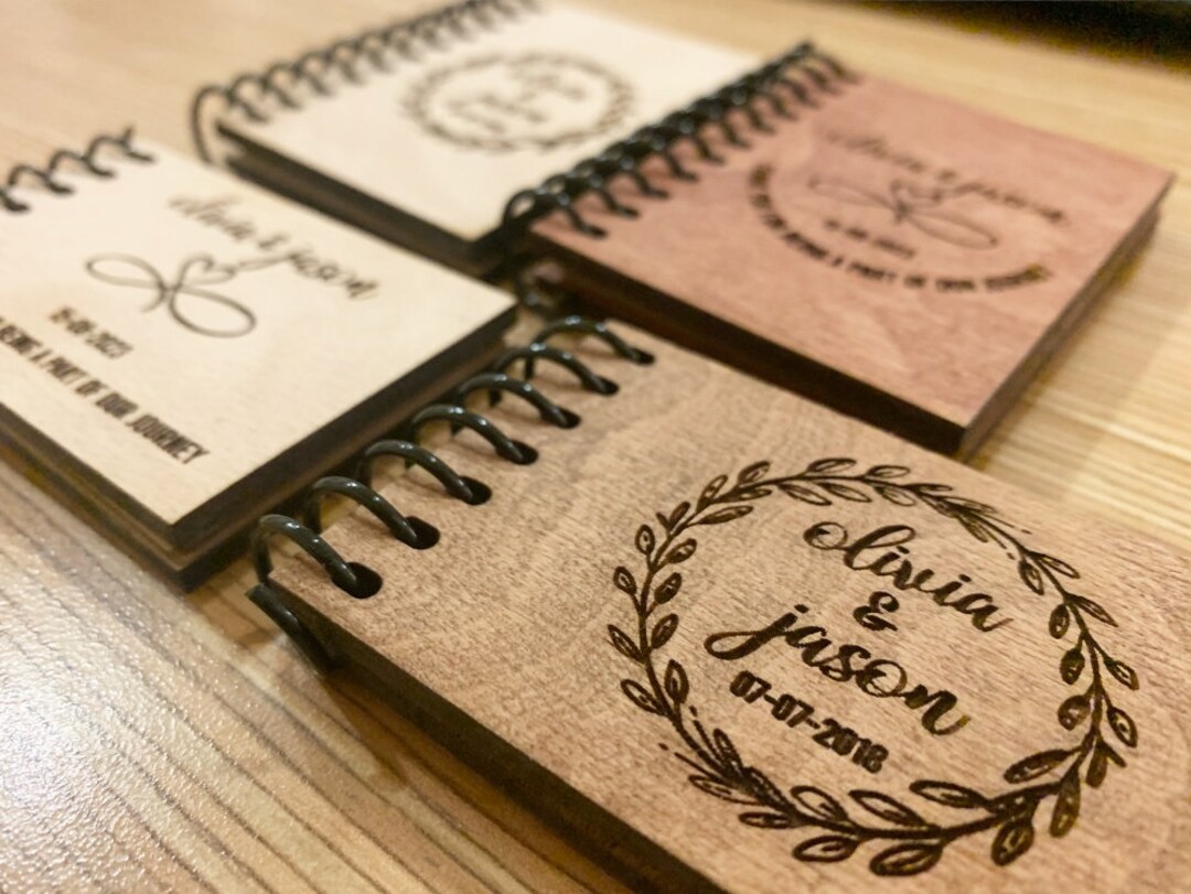 Personalized Wooden Mini Notebooks, Rustic Wedding Favors, Custom ...