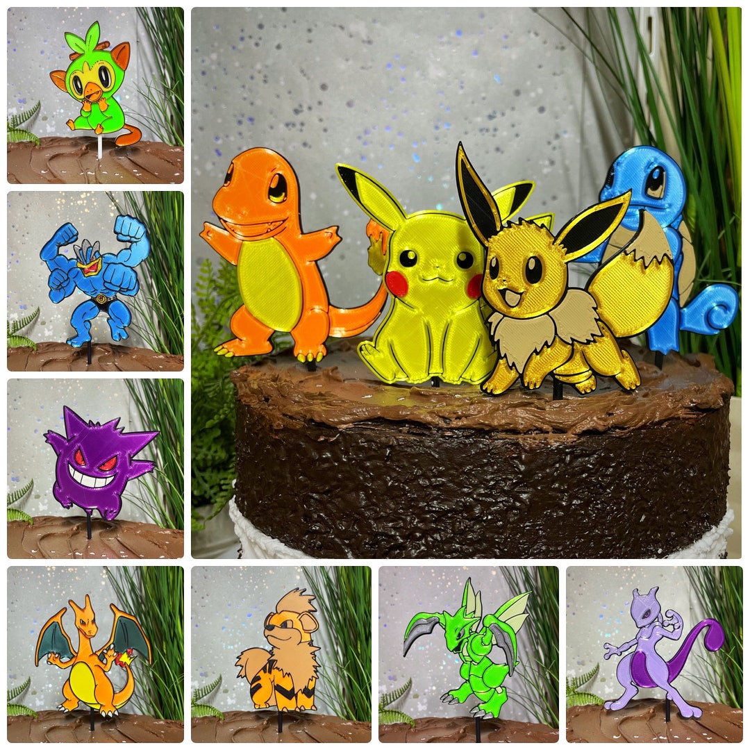 3D Poket Monster Character Inspired Cake Toppers - Etsy